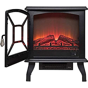 VOMKR Large Electric Stove Fires Freestanding, Portable Electric Stove Heater Fireplace, Electric Fire with 3D Log Wood Burning Flame Effect & 2 Heat Settings (Color : Red)