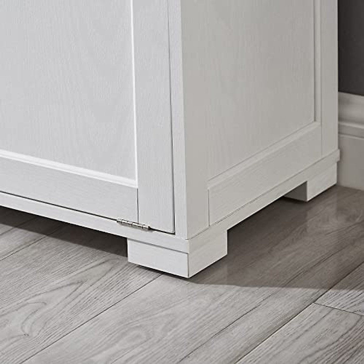 OLD CAPTAIN Double Tilt Out Trash Cabinet, Wooden Kitchen Garbage Can Free Standing Holder (White)