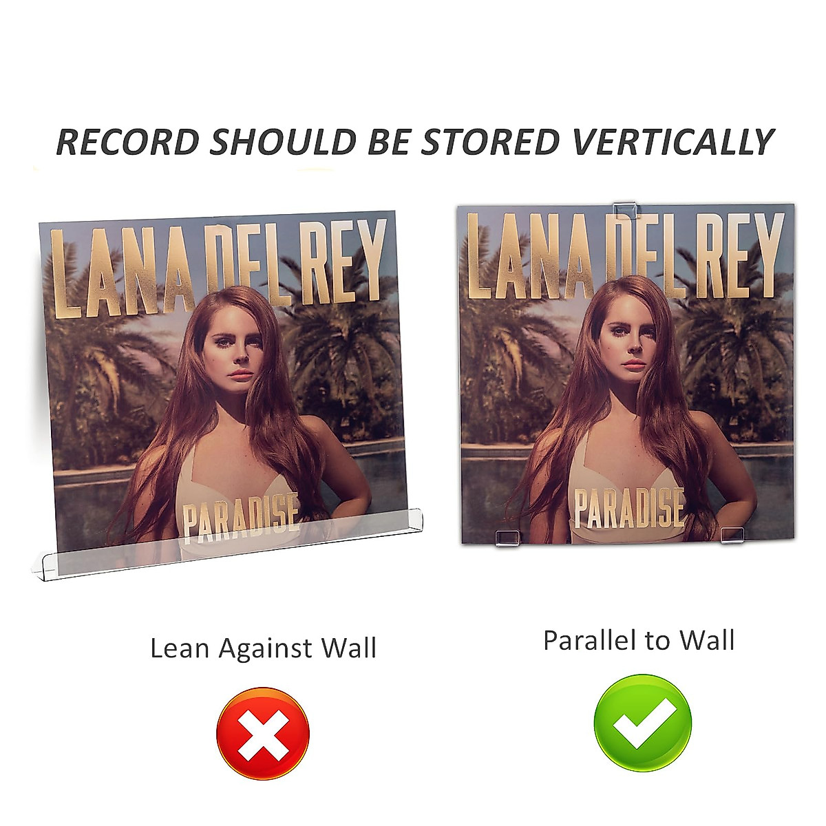 Antilope Vinyl Record Wall Mount Display Shelf, 6 Sets Clear Acrylic Vinyl Record Holder Stand Racks for Album Covers Display and Home Wall Decoration (Screw Mount)