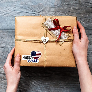 Littlefa 1.5” Happy Mail with America Flag Love Shaped Design Stickers,Thank You Stickers,Mail Stickers,Handmade Stickers,Small Business Stickers, Envelopes Stickers, Gift Bags Packaging 500 PCS