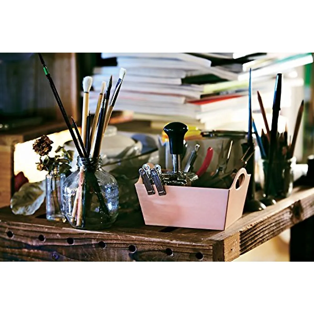 like-it EPE-23 Small Storage Mini Basket, Small, Set of 3, Paper Mix, Blue, Approx. Width 5.8 x Depth 4.4 x Height 3.2 inches (14.8 x 11.1 x 8.1 cm)