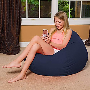 Posh Beanbags Bean Bag Chair, Large-38in, Solid Navy Blue