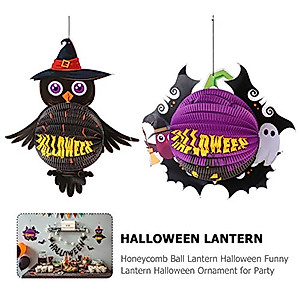 EXCEART 2pcs Halloween Party Hanging Sign Trick or Treat Plaque Honeycomb Ball Decor for Home School Haunted House