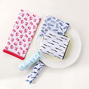 HOULIFE Women Cotton Handkerchiefs, 5/10 Pieces Soft Ladies Handkerchieves Assorted with Cartoon Pattern 15.7 x 15.7” (Mixed-5pcs)