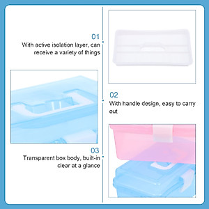 2pcs Capacity Medicine Storage Case Compartment Box Handle Organizer Box Dormitory Multipurpose Storage Crafts Sewing Tools