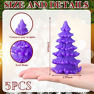 Ziliny 5 Pcs Christmas Tree Shaped Candles Advent Candles 4 Inches Purple Pink White Christmas Scented Candles Advent Votive Candle for Christmas Holidays Churches Home Celebration Party Decor