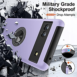 JAME for Google Pixel 6A Case 6.1" 2022 with Screen Protector [2 PCS], Shockproof Bumper Case for Google Pixel 6A Case for Women & Men, Pixel 6A Case with Magnetic Ring Holder Kickstand, Purple
