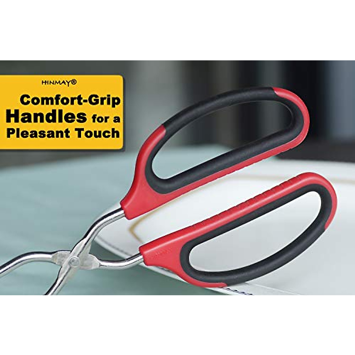 HINMAY Stainless Steel Scissor Tongs 10-Inch and 12-Inch Set, Set of 2