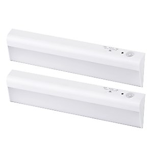 BLACK+DECKER Battery Operated Under Cabinet Lighting, Motion Sensor On/Off, Warm White LED, Stick-On Install for Kitchen & Closets - 2 Bars
