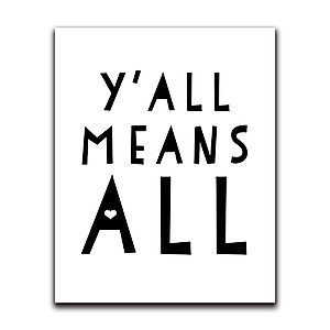 Moonlight Makers Funny Wall Decor With Sayings, Y'all Means All, Funny Wall Art, Room Decor for Bedroom, Bathroom, Kitchen, Office, Living Room, Apartment, and Dorm Room (8"x10")