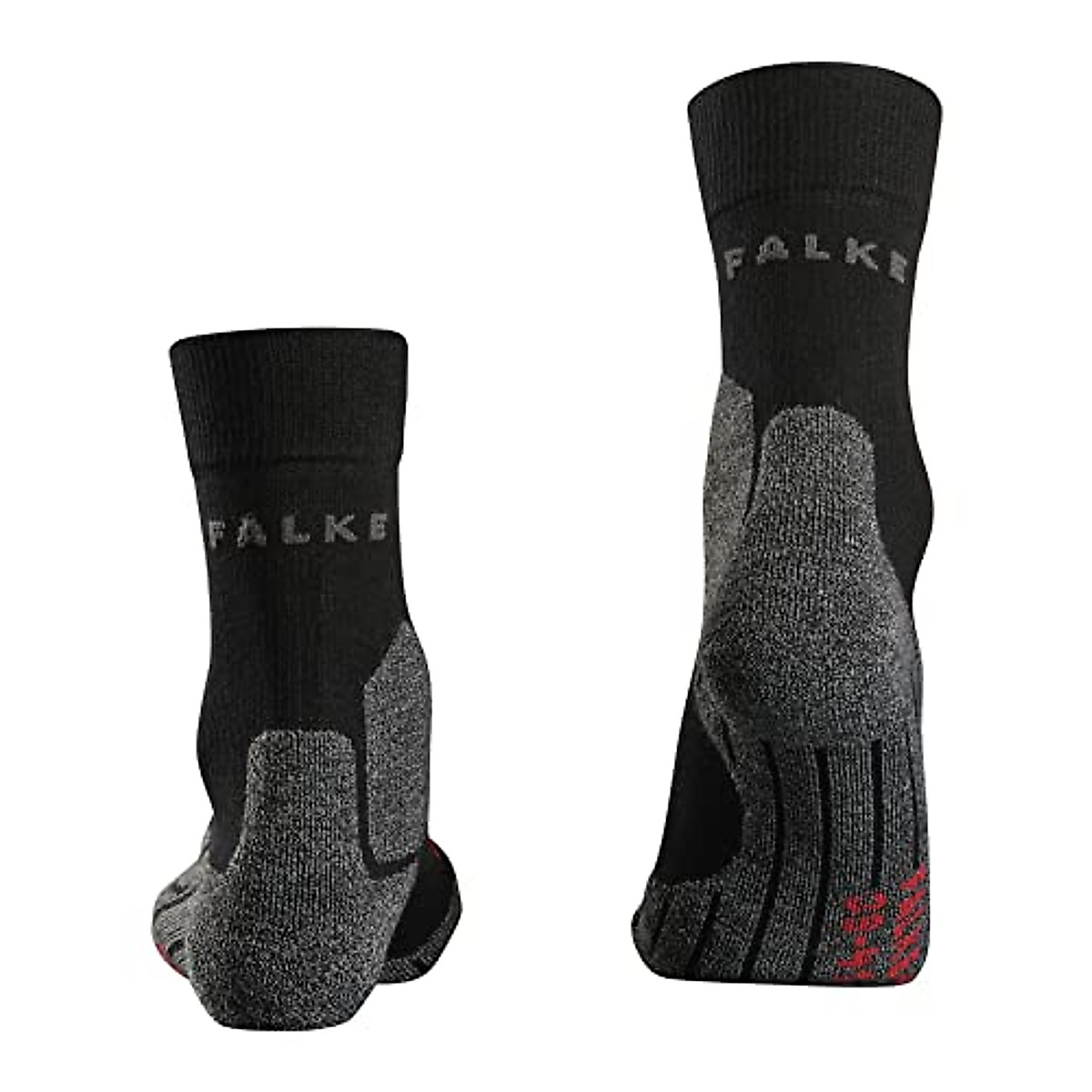 FALKE Women's RU3 Comfort Running Socks, Mid Calf, Thick Cushion, Anatomic, Breathable Quick Dry, Organic Lyocell, Black (Black-Mix 3010), 8-9, 1 Pair