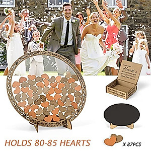 Ikkle Wedding Guest Book & Wooden Hearts Wedding Decoration Set, Guest Book Picture Frame Wedding, 87 Wooden Hearts, Storage Box, Blackboard, Guest Book Alternative