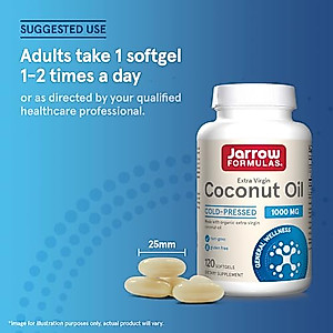 Jarrow Formulas Extra Virgin Organic Coconut Oil - 120 Softgels - Made With Certified Extra Virgin Coconut Oil - 100% Cold-Pressed & Solvent Free - Up to 120 Servings