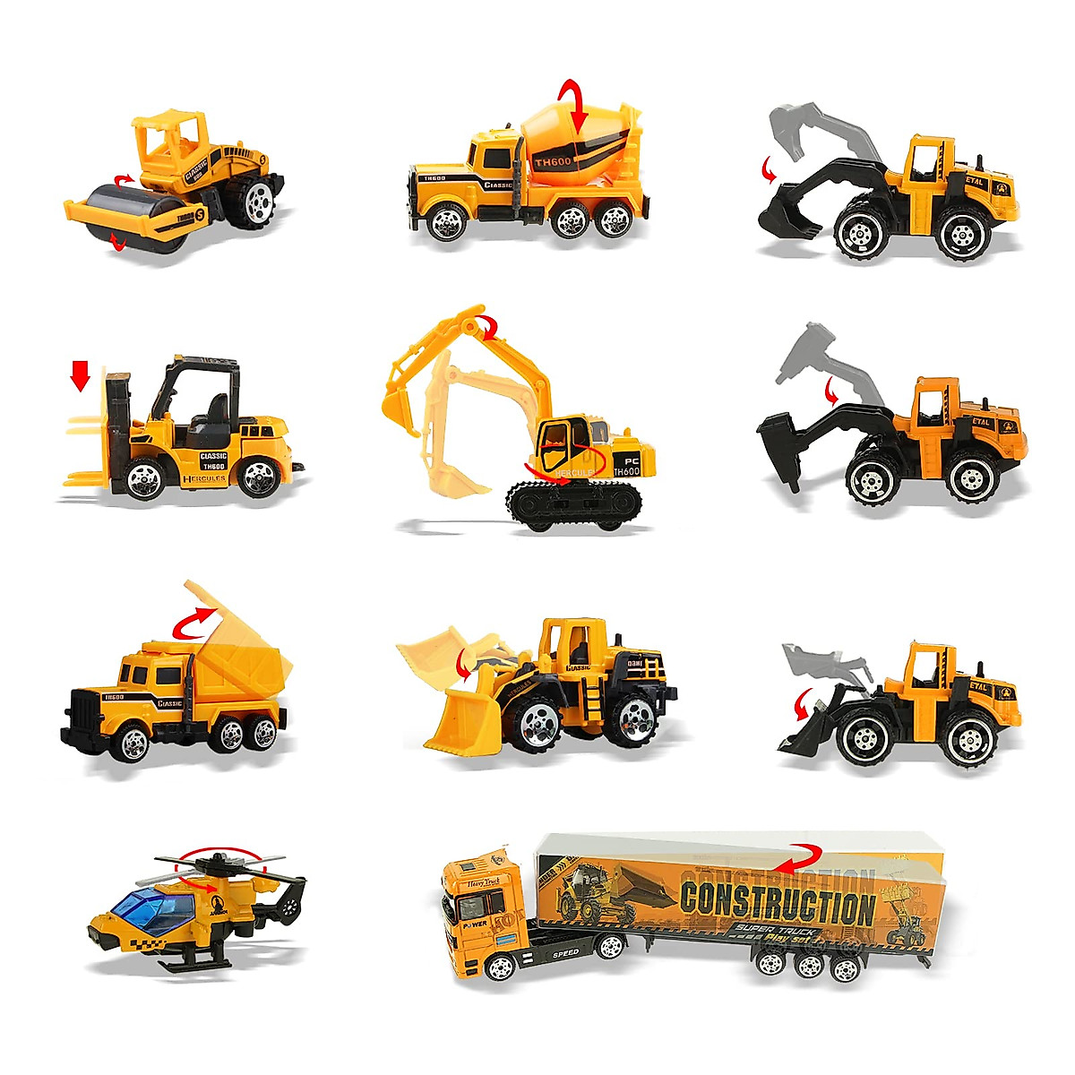 Hapavis Cars Toys for Kids Construction Trucks 26 in 1 Diecast Engineering Vehicles Toy Set with Playmat for Children Boys Kids 3 4 5 6 Years Old