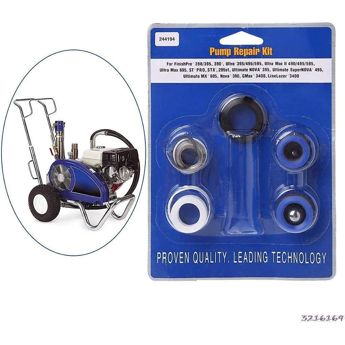 GDHXW 244194 Pump Repair Packing Kit for Graco Airless Paint Sprayer 210 230 295 390 395 490 495 595 3400 Aftermarket