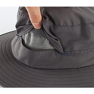 Connectyle Men's Mosquito Net Hat for Fishing Gardening UV Protection Safari Sun Hat Mesh Veil Bucket Hats UPF 50+ Dark Grey