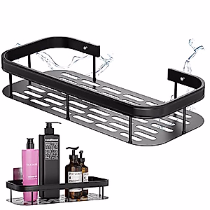 Wall Shower Caddy - Adhesive Shower Racks - Adhesive Bathroom Shelves - Shower Caddies Shelve - Rust-Proof - No Drilling - Simple Minimalistic Design - Black - 2-Pack