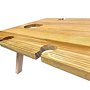 SUNESA Portable Picnic Table Outdoor Foldable Table Folding Picnic Tray Glasses Cups Bottle Rack Cheese Snack Holder Foldable Camping Table