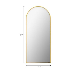 Antok Full Length Mirror, 71"x28" Arched Floor Mirror, Glassless Mirror Full Length with Stand, Floor Mirrors Freestanding, Wall Mounted Mirrors for Living Room, Gold