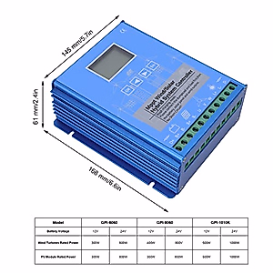 FOUF Wind Solar Hybrid Controller, 12V 24V LCD Display MPPT Boost Charging Multifunctional LCD Wind Solar Controller, Battery Off Grid Controller Wind Turbine Solar Hybrid MPPT Charge Boost