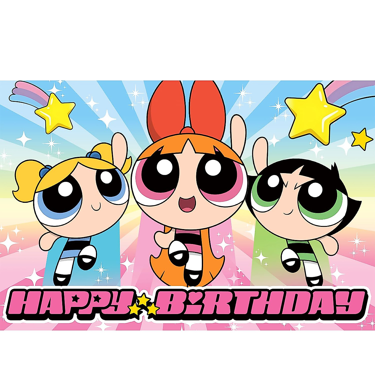 5×3FT Power Girls Birthday Decorations Happy Birthday Banner, Power Girls Birthday Party Decorations for Children power Girls Party Decorations, Power Girl Party Supplies Decorations