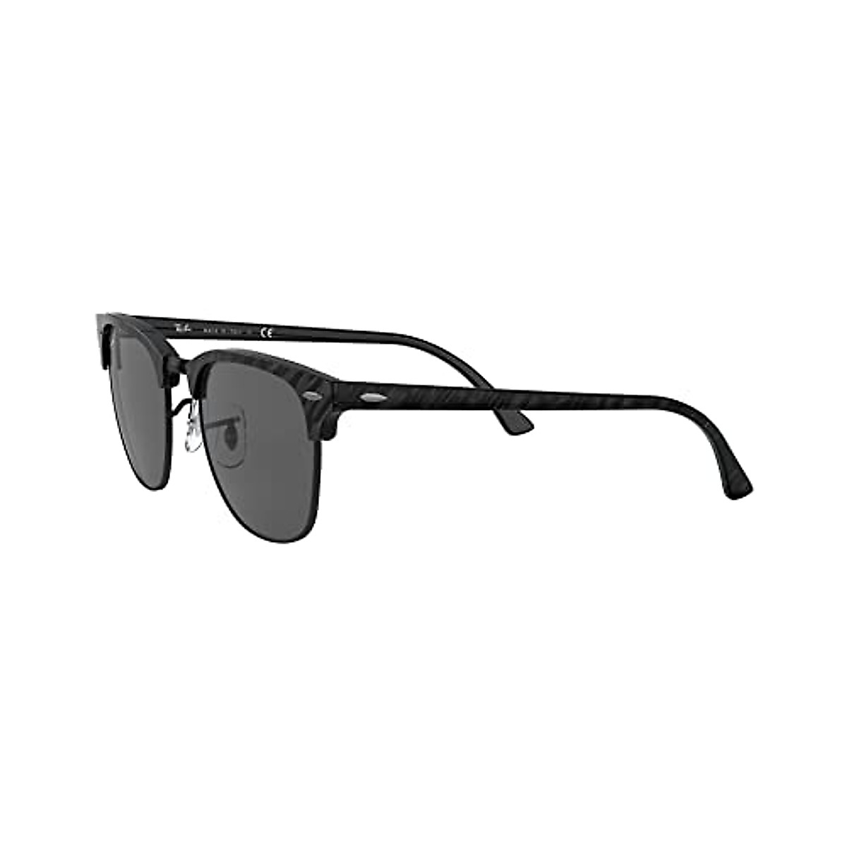 Ray-Ban RB3016 Clubmaster Square Sunglasses, Wrinkled Black On Black/Dark Grey, 49 mm