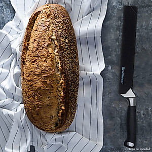 Messermeister 8” Slicer Edge-Guard, Black - Fashionable & Functional Knife Protector for Carving & Slim-Blade Knives - 2 Blade Entry Notches - 8.5” x 0.9375”