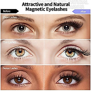 Magnetic Eyelashes with Eyeliner, 10 Pairs 3D Natural Look False Eyelashes, Magnetic Eyelashes and Eyeliner Kit, Reusable Magnetic Lashes with Eyeliner and Tweezers, No Glue