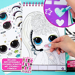 Horizon Group USA L.O.L. Surprise! O.M.G. Make-Up Artist Magazine, Double Feature Series, Includes Spiral-Bound Make-Up Sketchbook, Crayons, Stickers, Surprise Scratch Reveal Stickers & More