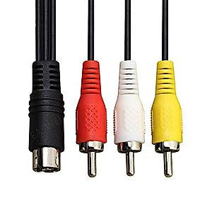 Lysee Data Cables - Durable 1.8M 9 Pin Game Audio Video AV Cable For Sega Genesis 2 3 A/V RCA Connection Cord Wire For SEGA Genesis II/III