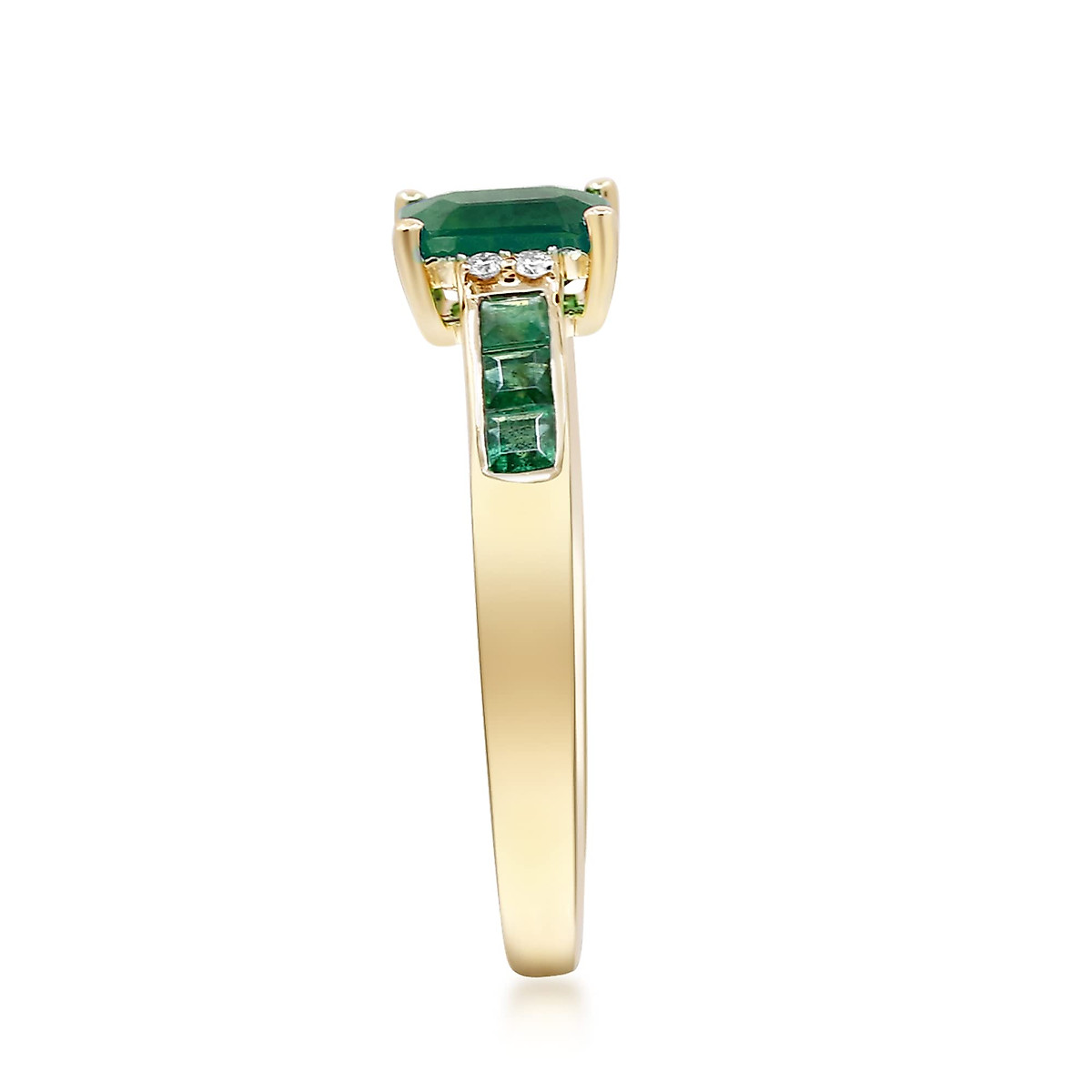 Gin & Grace 14K Yellow Gold Natural Zambian Emerald Ring with Natural Diamonds for women | Ethically, authentically & organically sourced Pear, Square-Cut Emerald hand-crafted jewelry for her.