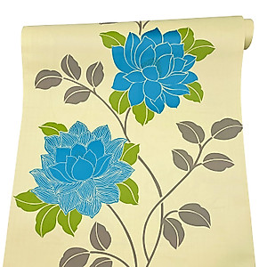 Yifely Large Blue Peony Shelf Liner Self-Adhesive Dresser Drawer Covering PVC Paper Refresh School Study Desk 17.8 Inch by 9.8 Feet