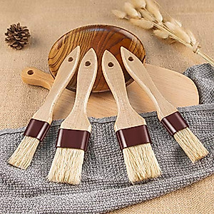 Pastry Brushes for Baking Basting Brush with Boar Bristles and Beech Hardwood Handles Culinary Oil Brush for Barbecue Butter Grill BBQ Sauce Baster Marinade Kitchen Food Cooking Brushes (1/1.5-2PCS)