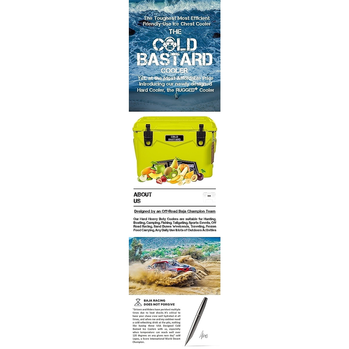 COLD BASTARD COOLERS 20QT Cold Bastard Rugged+ CAMO Red Premium Ice Chest Cooler Accessories Free S&H(CB20-CR)