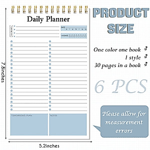 Hotop 6 Pack To Do List Notepad Daily Planner Notepad to Do Notebook Daily To Do List Notebook Daily To Do Notepads for Adults and Kids Classroom Office, 30 Sheets/ Pack (Mixed Colors, Fresh Style)