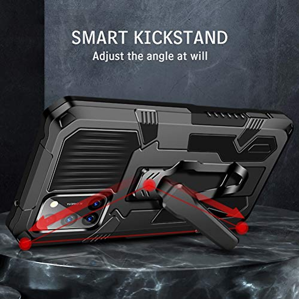 Grandcaser Case for Oppo Reno2 Z Ultra-Thin PC+TPU Luxury Shockproof Back Cover Armor Bumper Bracket Anti Fall Protective Cover for Oppo Reno2 Z/F 6.53" -Grey