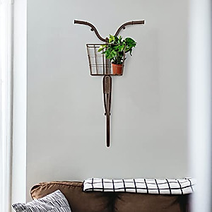 Creative Co-op DA6000 Iron Bike Shape Wall Decor with Basket, Rust