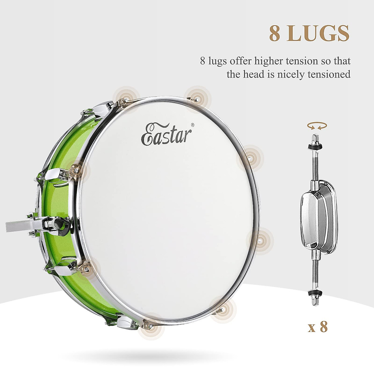 Eastar 4 Drum 2 Cymbal Drum Set for Adults, 18'' Complete Drum Kit for Intermediate Drum Play, Green (EDS-540GN)