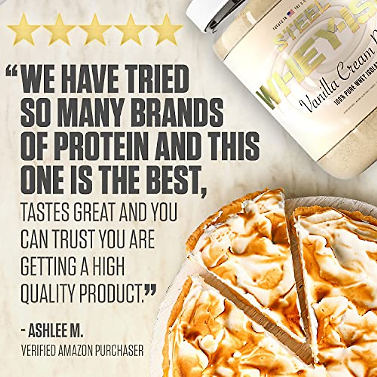 Steel Supplements Whey-Iso | Whey Isolate Protein Powder | Fast Absorbing | Lean Muscle Growth | Easy Digestion | Gluten Free | Low Carb | 25 Serving (Vanilla Cream Pie)