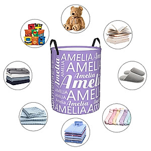 Personalized Laundry Basket Custom Name Laundry Hamper Dirty Clothes Storage Basket with Handles For Boys Girls Women Men