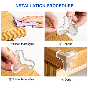 Corner Protector for Baby (24 Pack) - Clear Corner Protectors, Furniture Corner Guard & Edge Safety Bumpers - Baby Proof Bumper & Cushion to Cover Sharp Furniture & Table Edges (T Shape)