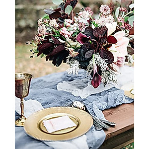 Maliton Dusty Blue Cheesecloth Table Runner 13.3ft Baby Blue Table Runner 160 Inches Cheesecloth Table Runner Bulk for Bohemian Wedding Decorations Baby Shower Birthday Party Table Decorations