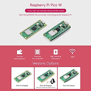 Waveshare Pi Pico W Microcontroller Board, with Pre-soldered Header, Based on RP2040 Dual-core Processor (3 Items)