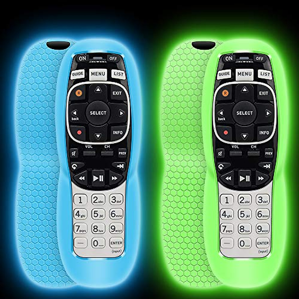 2 Pack Protective Case for DirecTV RC73 Remote Control,Silicone Cover Remote Controller Skin Sleeve Replacement Compatible with DirecTV RC70,RC70H,RC71,RC71H,RC72,RC73B-Glow Blue,Glow Green