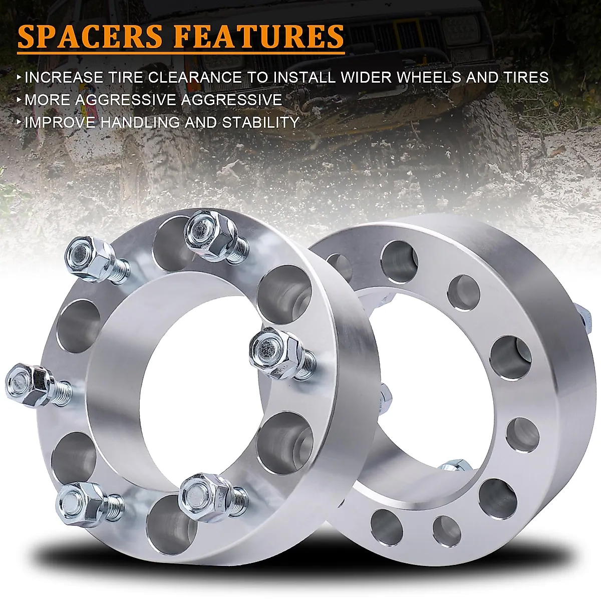 BRTEC 2 in Wheel Spacer 6x5.5 6x139.7mm Hub Bore 4.25"/108mm Wheel Spacers for 2001-2015 for Lexus GX470; for Toyota 4Runner/Tacoma/Sequoia/FJ Cruiser; for Hummer H3 Alpha Wheel Spacers 4pcs
