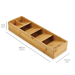 Joseph Joseph DrawerStore Knife Organizer, One Size, Bamboo & 85168 DrawerStore Compact Utensil Organizer For Kitchen Drawer Silverware, Flatware Tray, Small, Bamboo