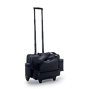Hopkins Medical Products Rolling Med Bag with EZ-View: Waterproof, Ultimate Mobility for Healthcare Pros, 39.5" Handle, 16" x 3" x 12", Black