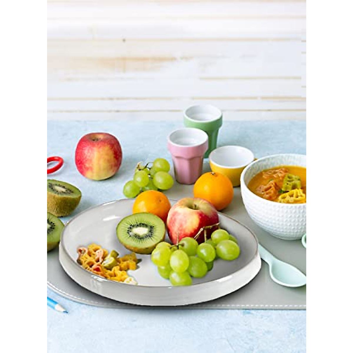 Serene Spaces Living Large Round White Ceramic Platter, Food-Safe, Appetizer, Dessert, Fruit Decorations, Serving Platter, Storage Platter for Candles, Cosmetic, Jewelry, 12" Diameter & 1.5" Tall