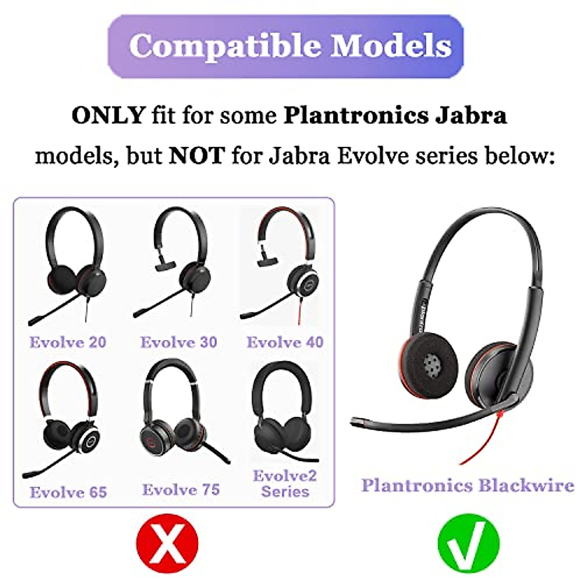 Ear Cushions for Plantronics Headset Earpads Replacement Foam Ear Pad Designed for Plantronics HW251N HW261N HW510 HW520 Blackwire C320 3210 3220 3320 Jabra PRO 920 Biz 2300 GN2000 Headphones (4 Pack)