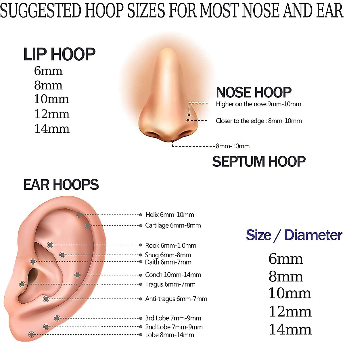 Milacolato G23 Titanium Hoop Earrings for Women Men Hypoallergenic Hinged Huggie Hoop Earrings Cartilage Helix Sleeper Lightweight Small Hoop Earring Silver, 8mm